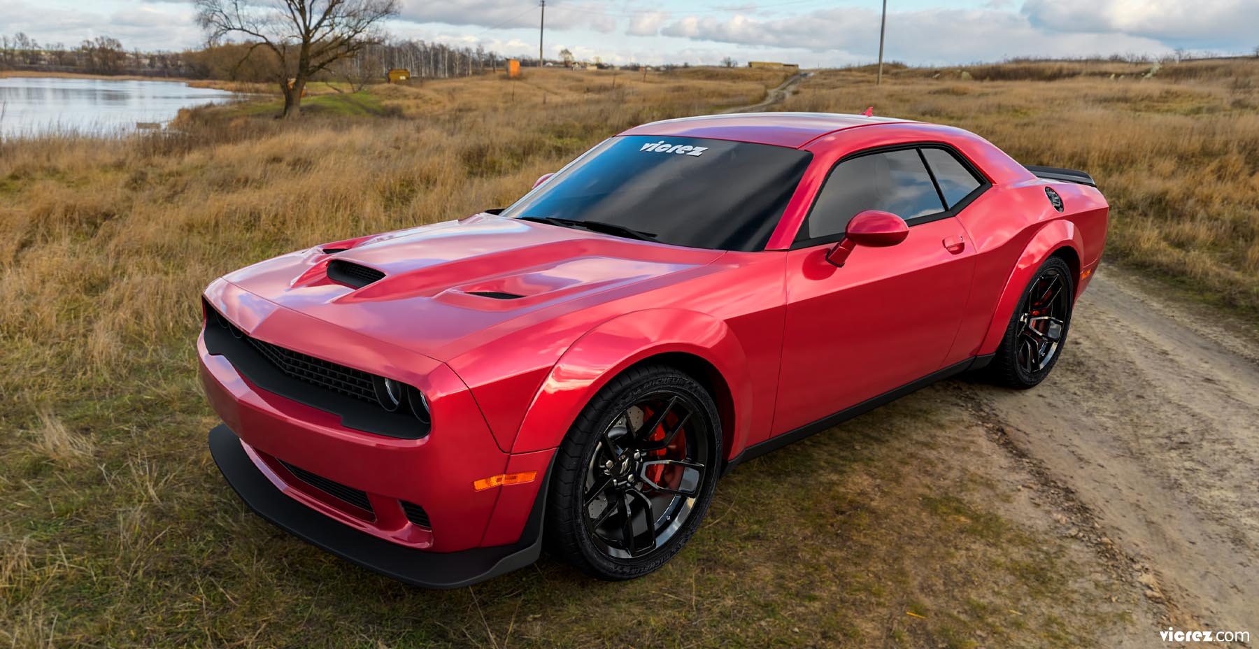 Vicrez Carbon Fiber Hellcat Hood w/ Vent Scoop vz102501 | Dodge ...