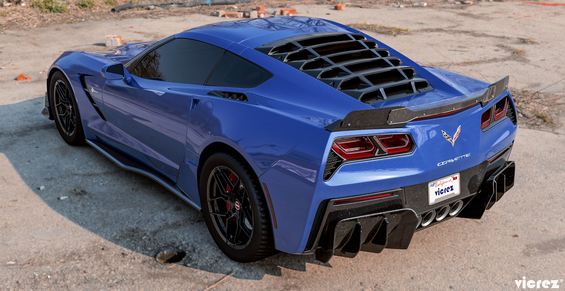 Vicrez LV Style Rear Window Louvers vz102121 | Chevrolet Corvette C7 2014-2019