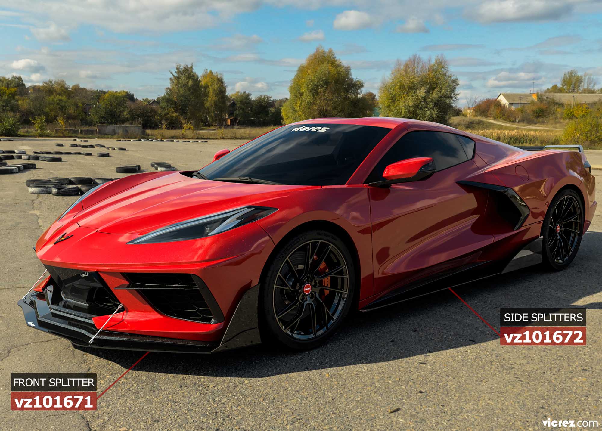 Vicrez VZR1 Side Skirt Splitters vz101672 | Chevrolet Corvette C8 2020-2025