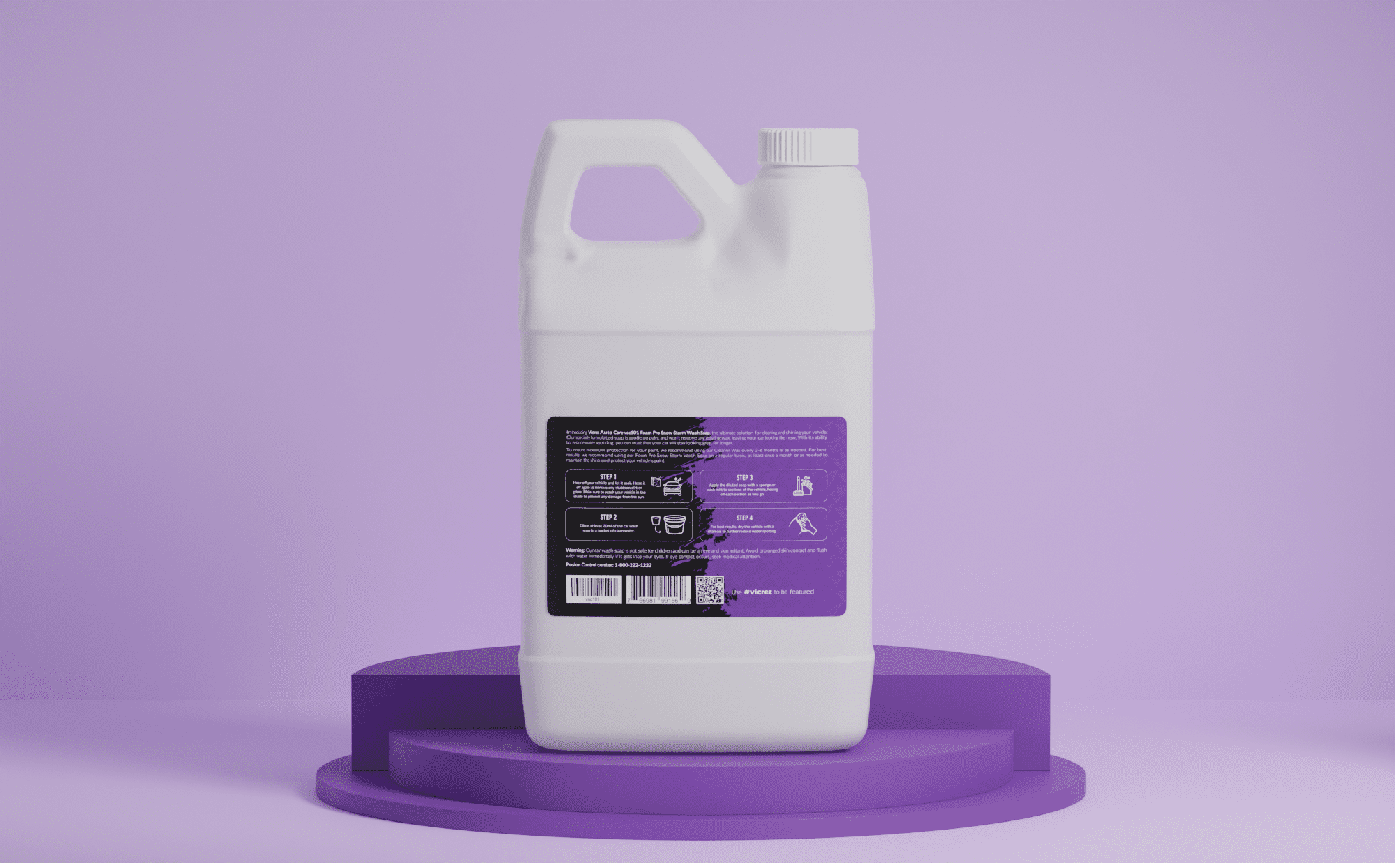 Vicrez Auto Care vac101 Foam Pro Snow Storm Wash Soap 1 Gallon