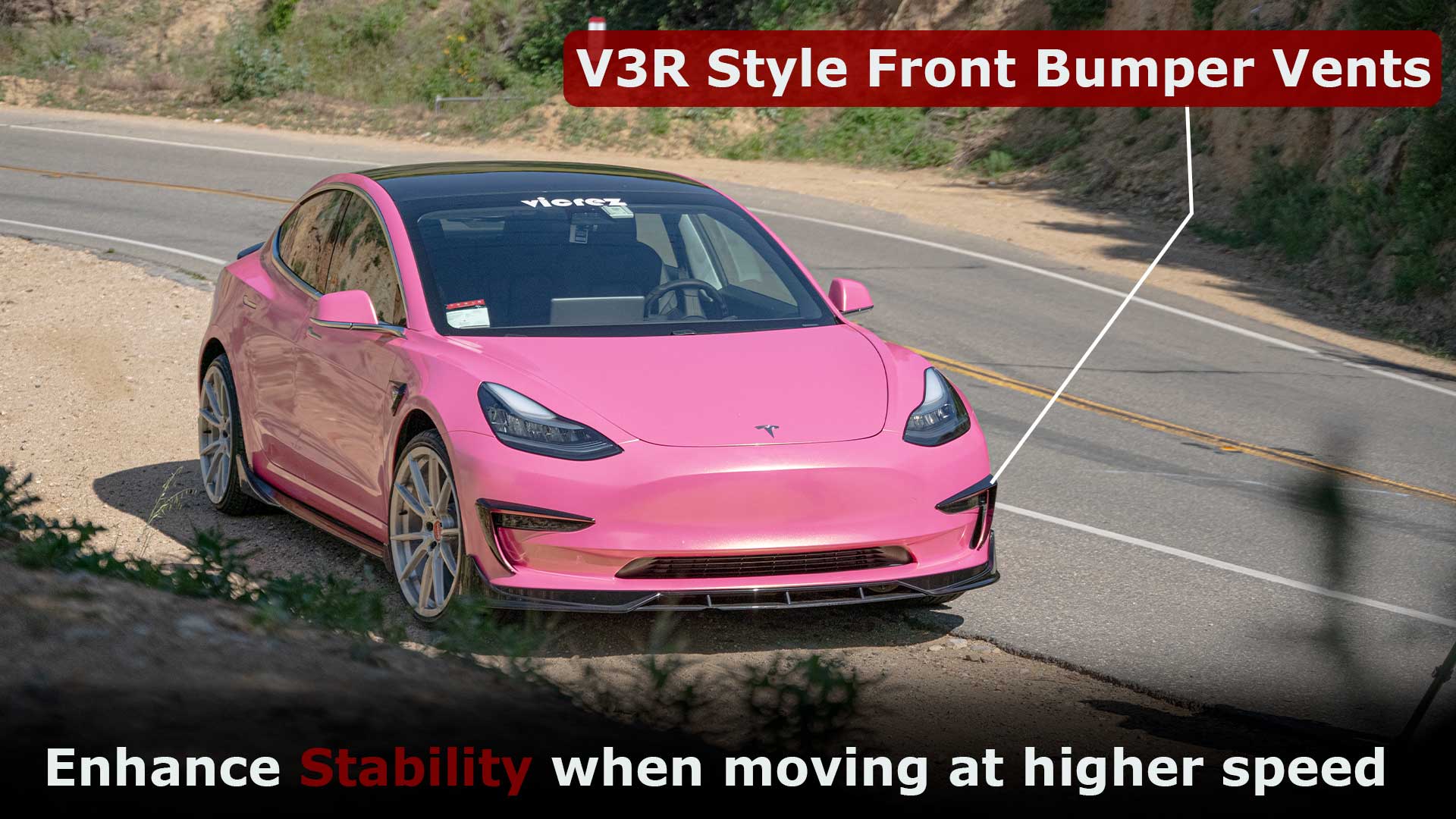 Vicrez V3R Style Front Bumper Vents vz102360| Tesla Model 3 2016-2021