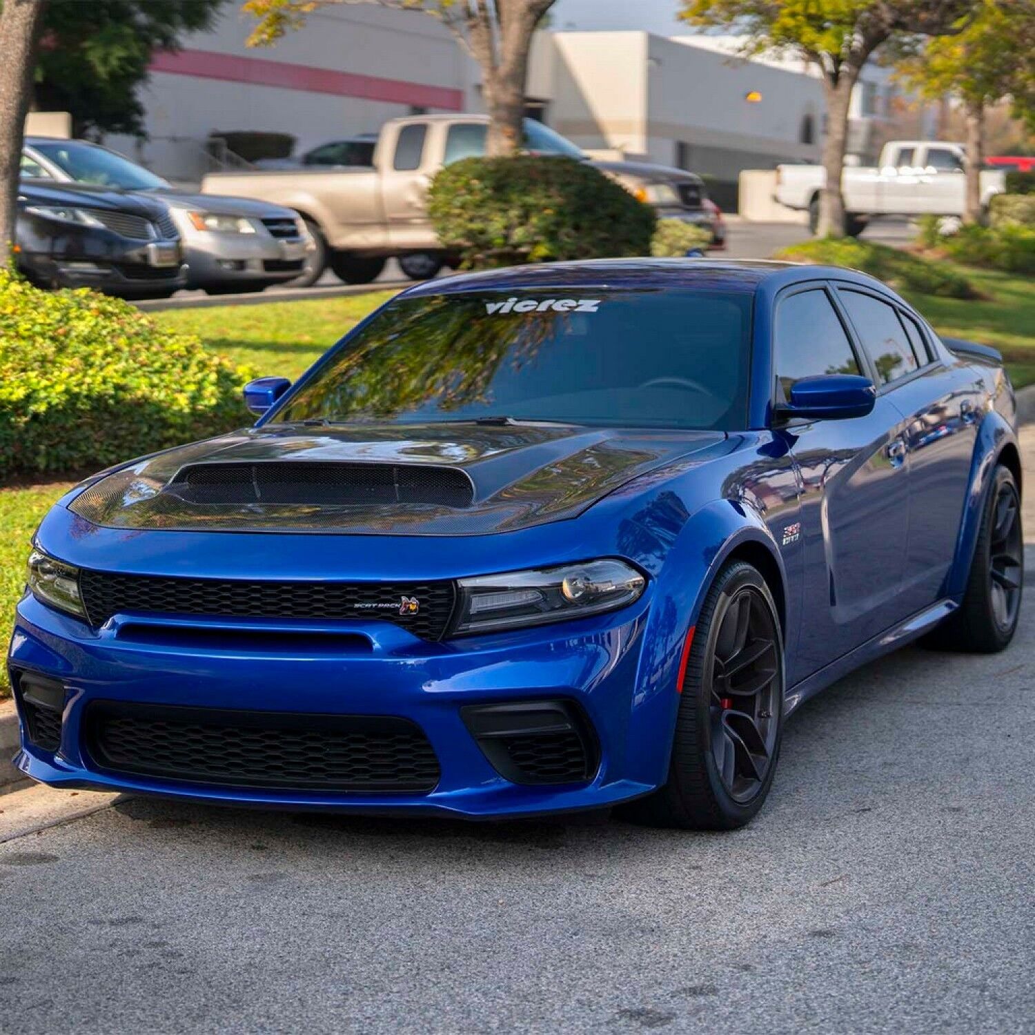 Vicrez Carbon Fiber Demon Hood w/ Vent Scoop vz102505 | Dodge Charger ...