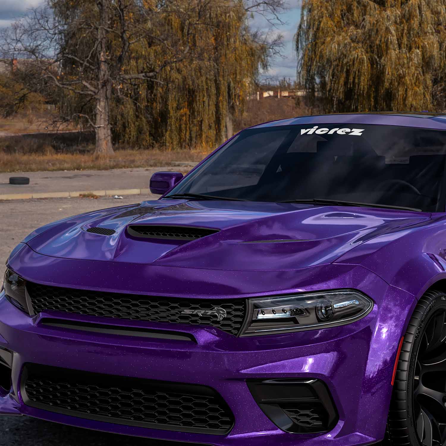 Vicrez Hellcat Style Hood W/ Air Vent Scoop vz101849 | Dodge Charger ...