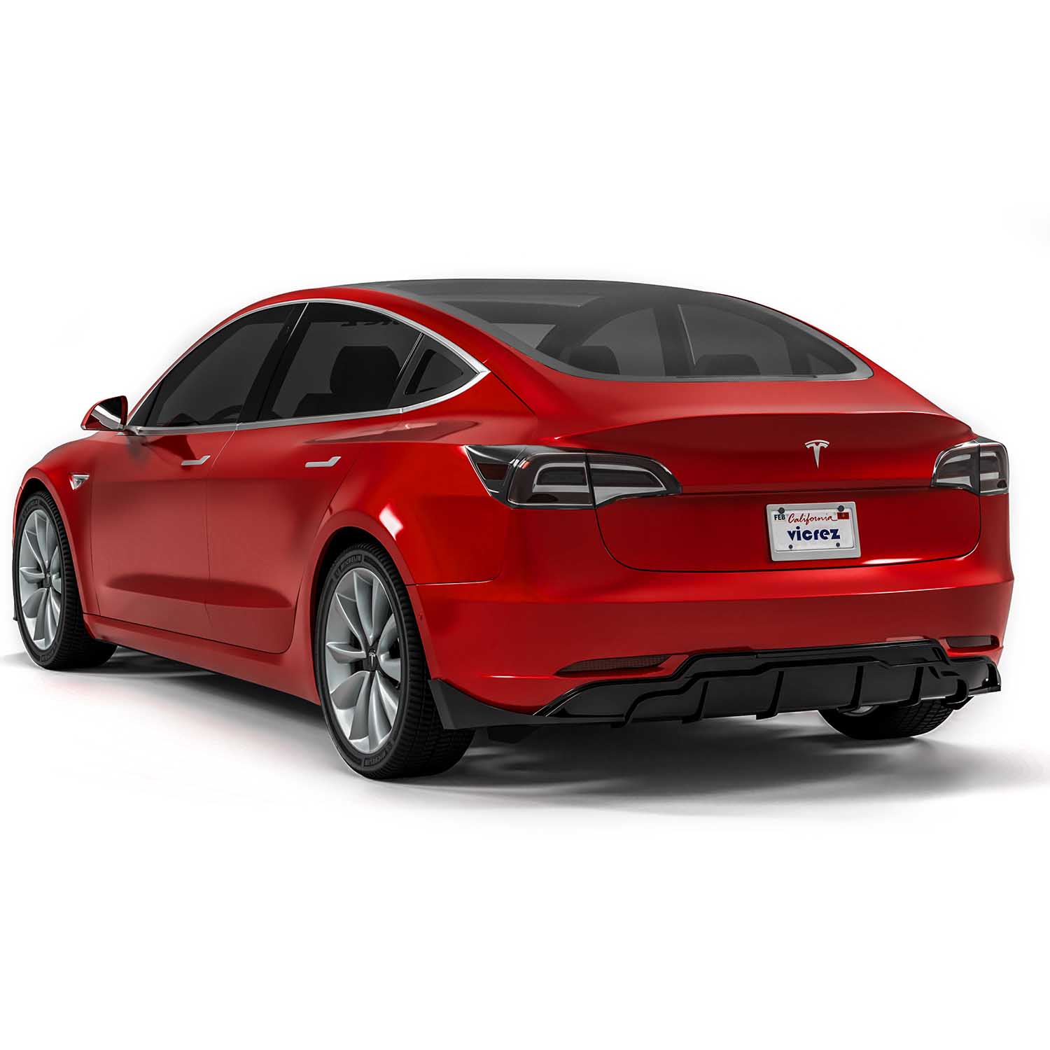 Vicrez V3R Style Rear Diffuser vz102329 | Tesla Model 3 2016-2021