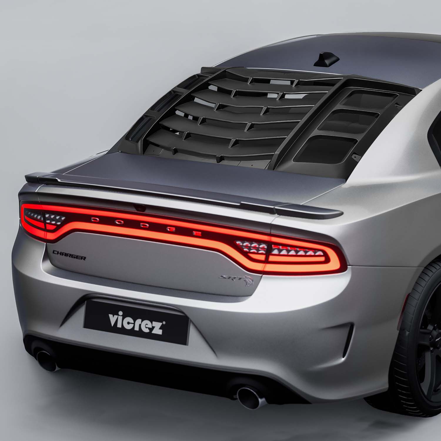 Vicrez Matte Black V3R Style Rear Window Louvers vz102438 | Dodge Charger 2011-2023