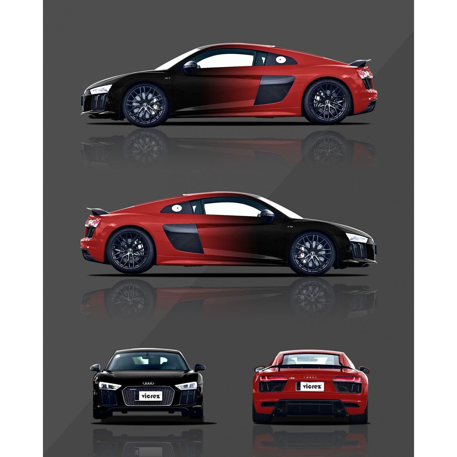 Vicrez Vinyl Car Wrap Film vzv10755 Black To Red Horizontal Gradient ...