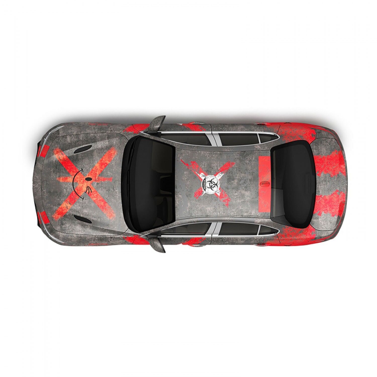 Vicrez Vinyl Car Wrap Film vzv10859 Grey Red Distressed Biohazard Pattern
