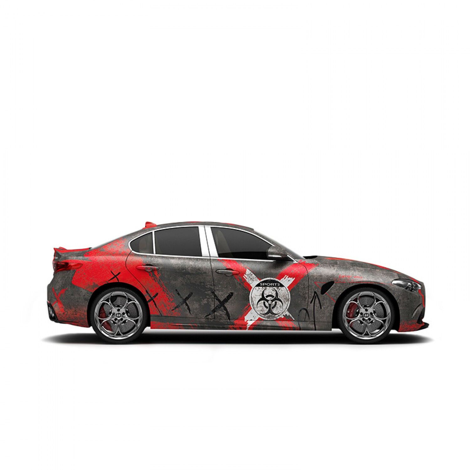 Vicrez Vinyl Car Wrap Film vzv10859 Grey Red Distressed Biohazard Pattern