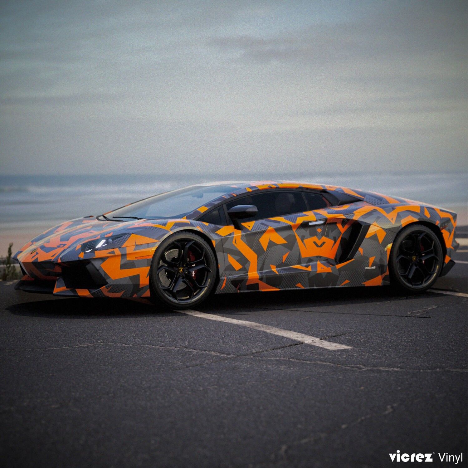 Vicrez Vinyl Car Wrap Film vzv10871 Orange Black Abstract Urban