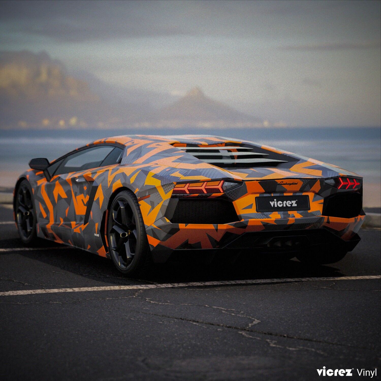 Vicrez Vinyl Car Wrap Film vzv10871 Orange Black Abstract Urban