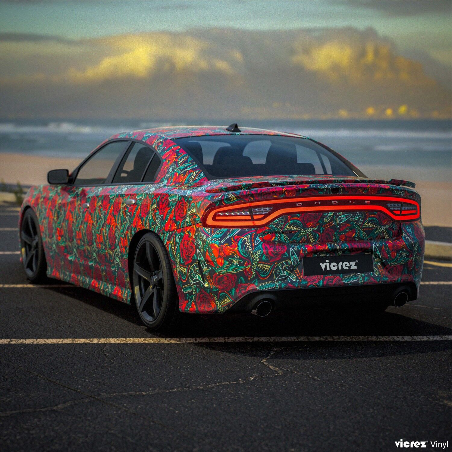 Vicrez Vinyl Car Wrap Film vzv10893 Inked Rose Hearty