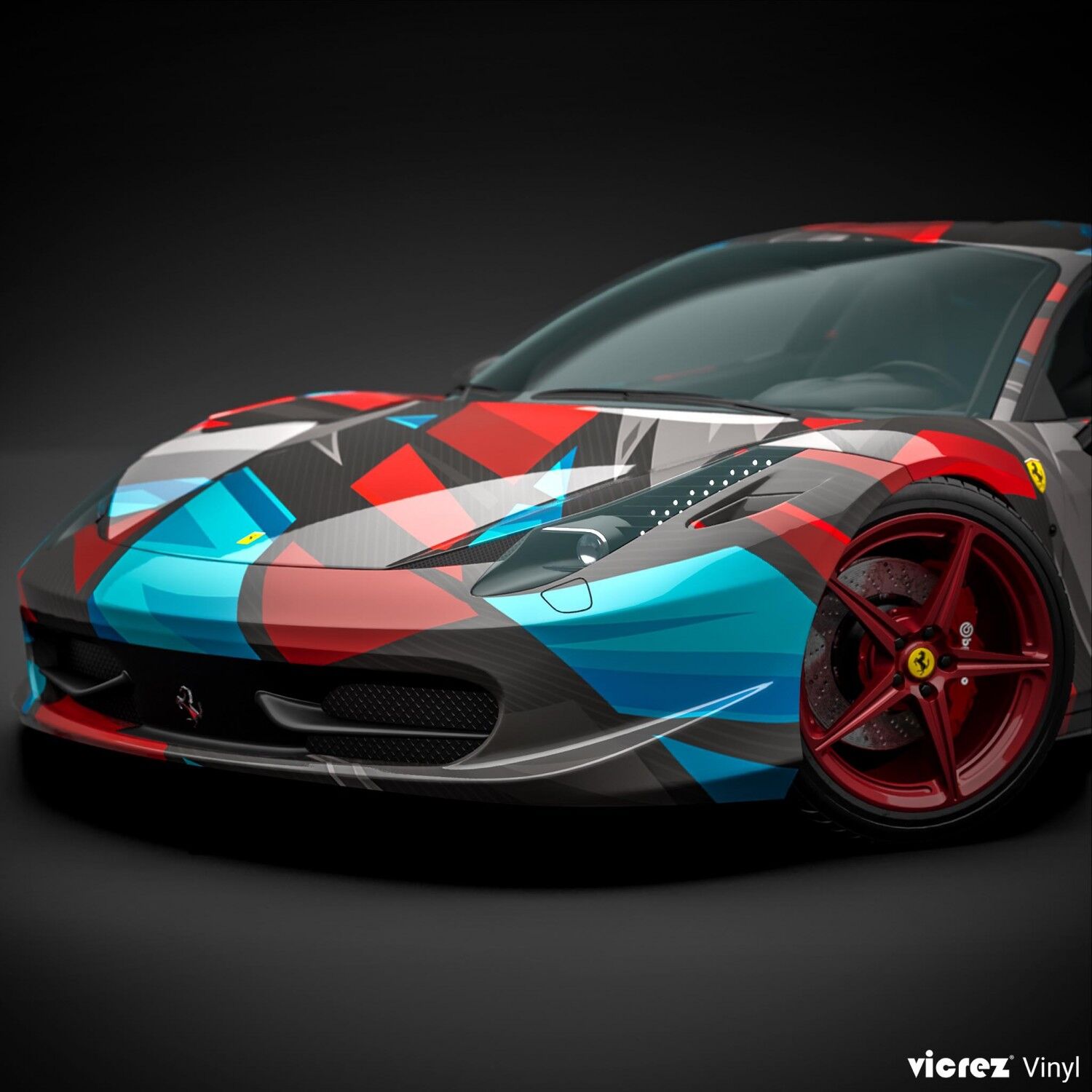 Vicrez Vinyl Car Wrap Film vzv10905 Tribal Red and Cyan Vibes