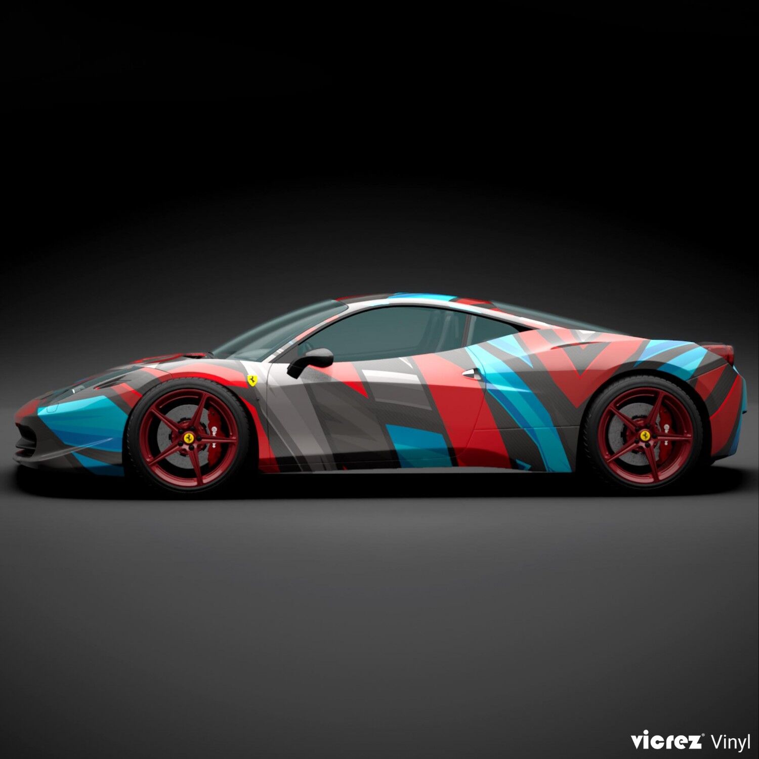 Vicrez Vinyl Car Wrap Film vzv10905 Tribal Red and Cyan Vibes