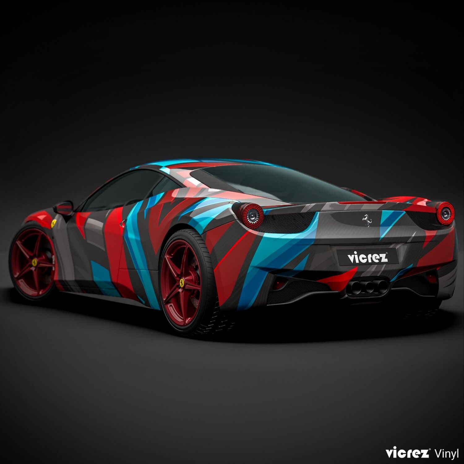 Vicrez Vinyl Car Wrap Film vzv10905 Tribal Red and Cyan Vibes