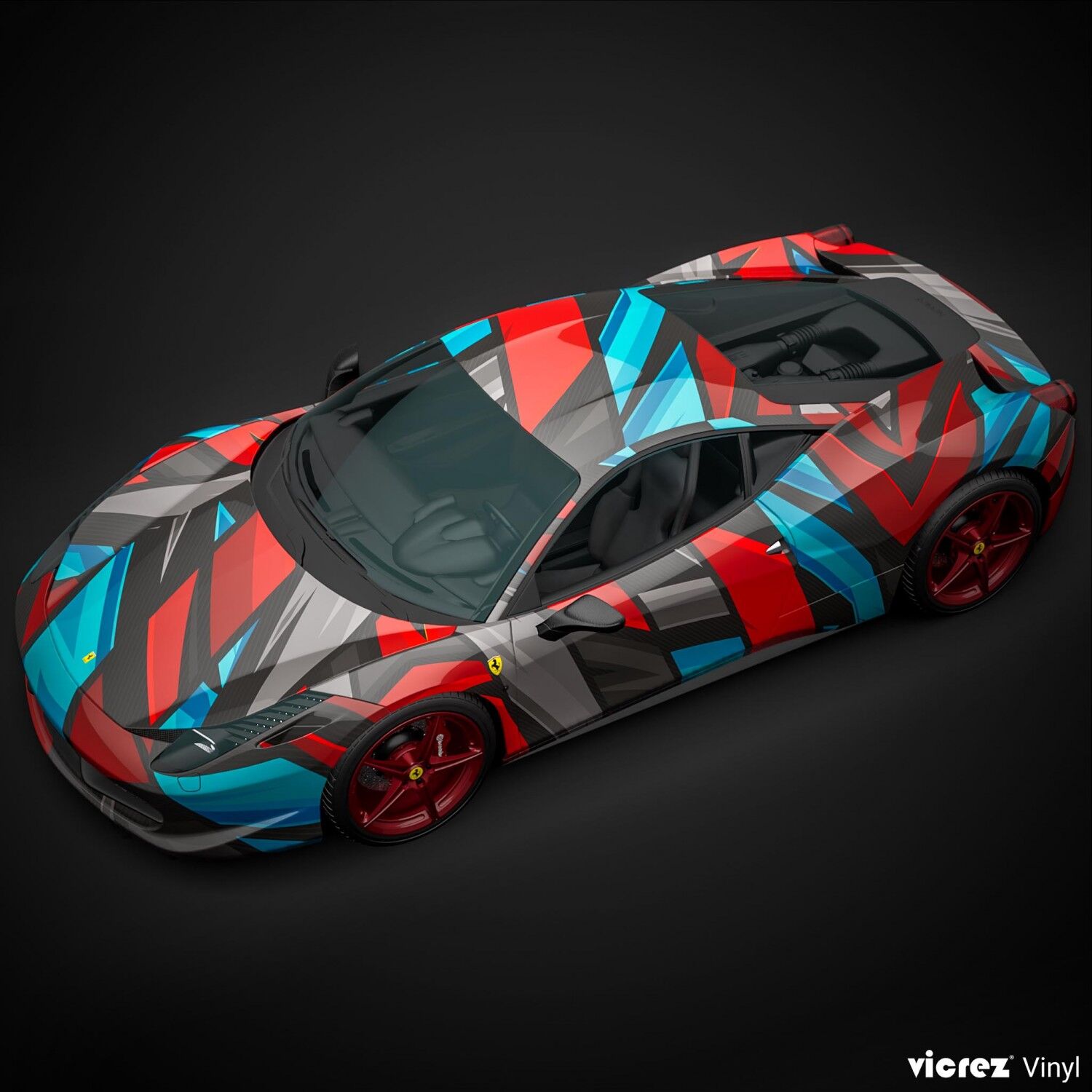 Vicrez Vinyl Car Wrap Film vzv10905 Tribal Red and Cyan Vibes