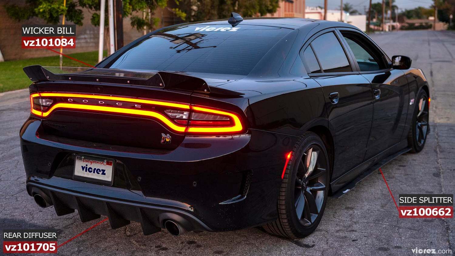 Vicrez V3R Style Rear Diffuser vz101705 | Dodge Charger R/T, SRT 392 ...